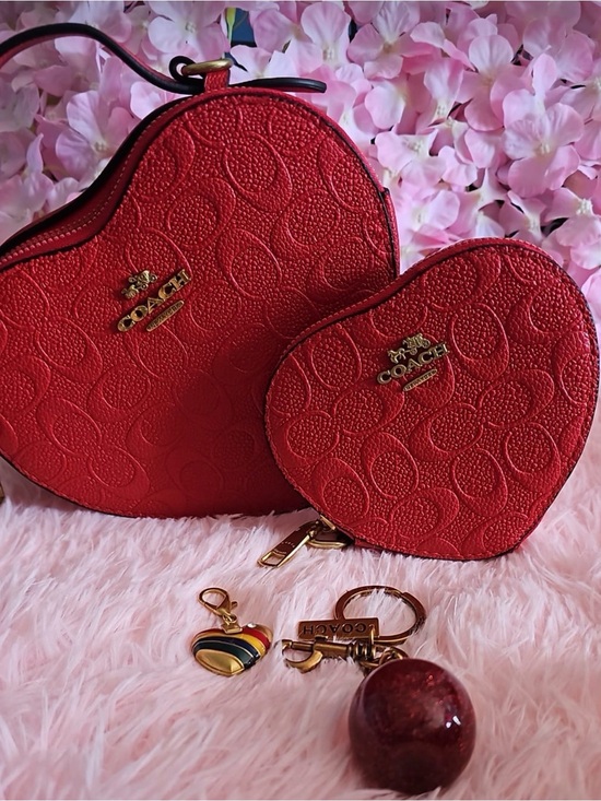 Coach | Accessories | Coach Red Heart Crossbody Bag With Matching Heart ...